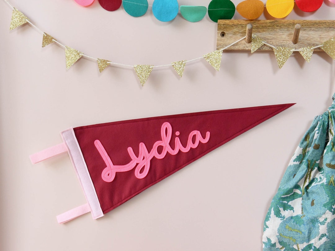 Personalised Name Pennant Flag With Cursive Font Custom Nursery Wall ...