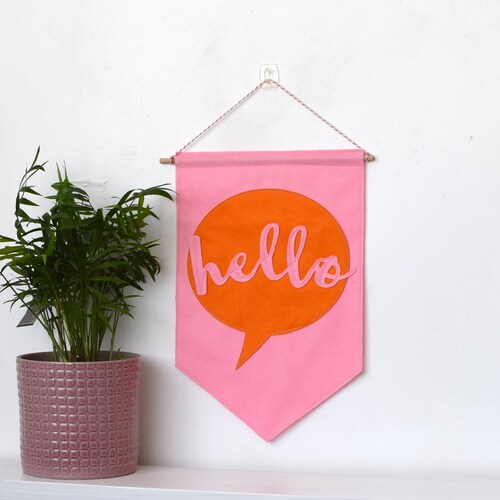 Hello Banner Felt Banner Felt Flag Pennant Flag Bright - Etsy