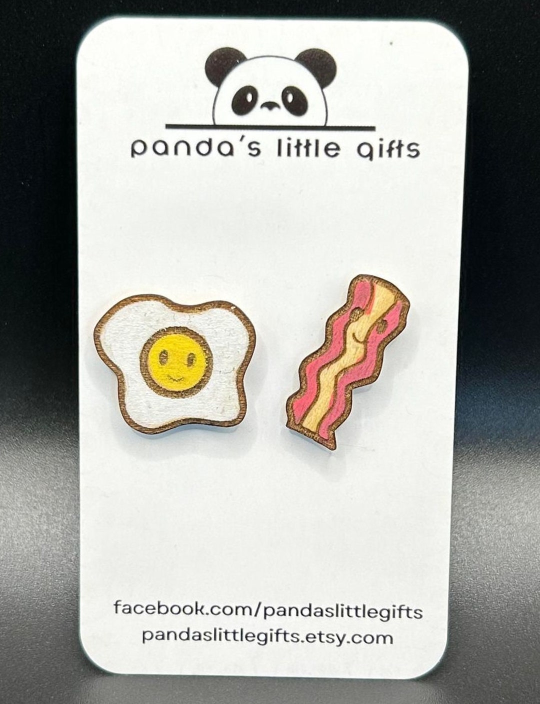 Handmade Wooden Buddy Pins Bacon and Eggs, Hand Painted Set of 2 - Etsy