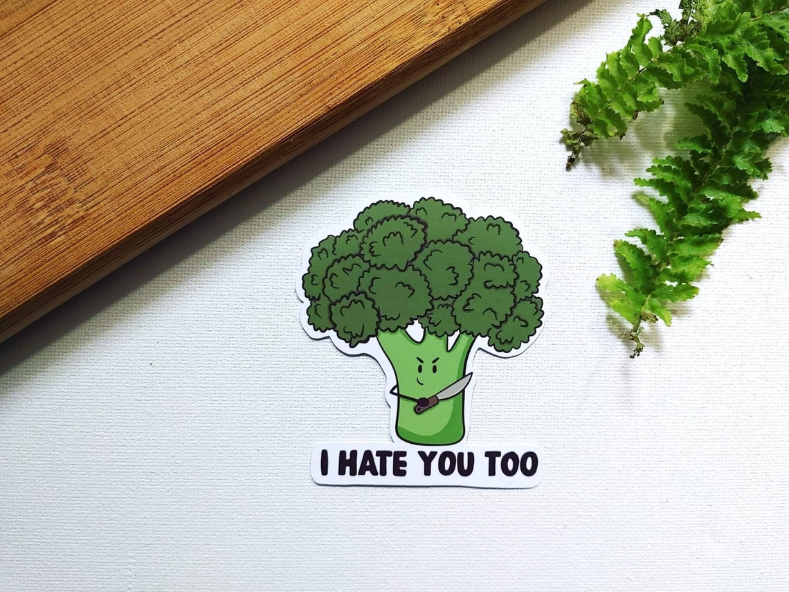 Broccoli Cartoon I Hate You Too Funny Vegetable Sticker | Etsy