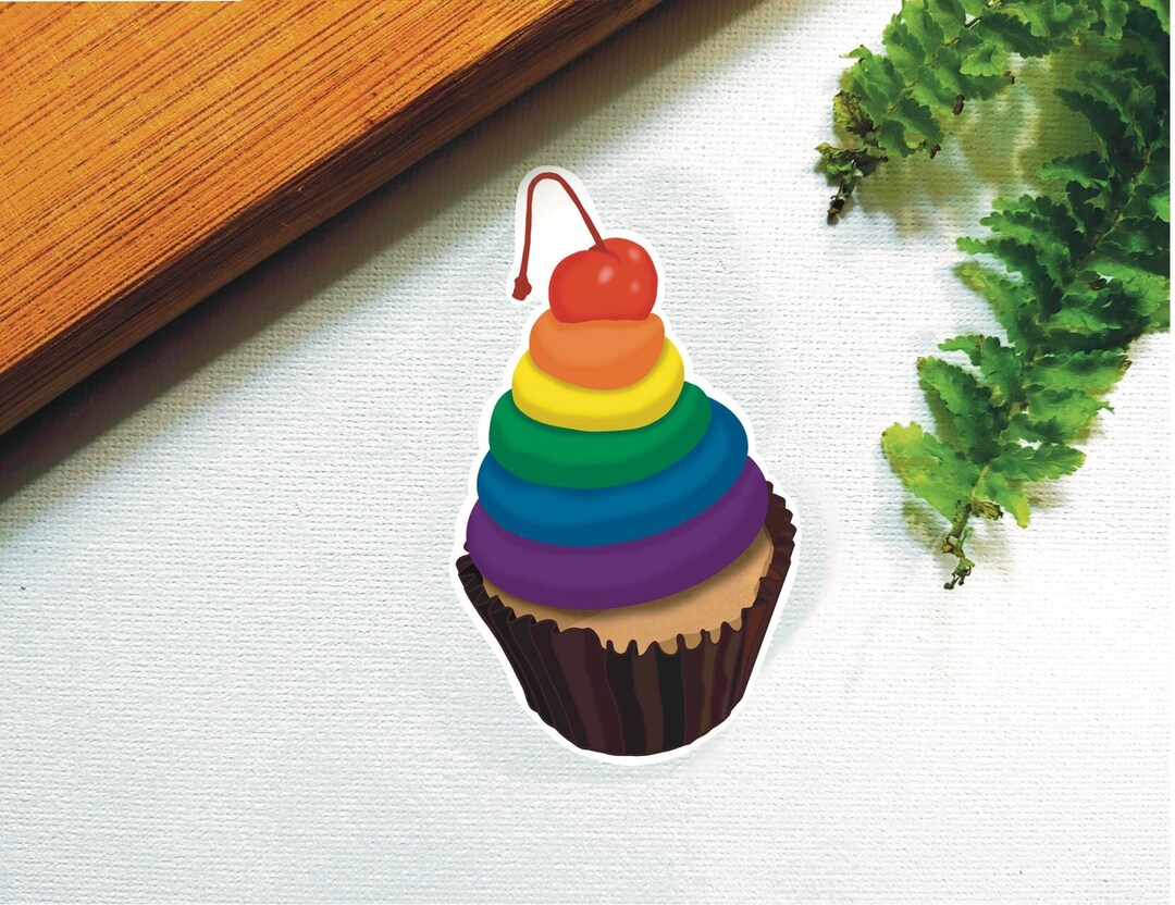 LGBT Rainbow Pride Cupcake Sticker Transgender Non-binary Pansexual ...