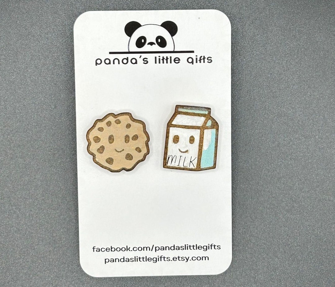 Handmade Wooden Buddy Pins - Milk and Cookies, Hand Painted Set of 2 - Etsy
