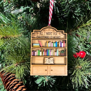 Handmade Wooden Book Shelf Ornament Book Lover Ornament Book Reader ...