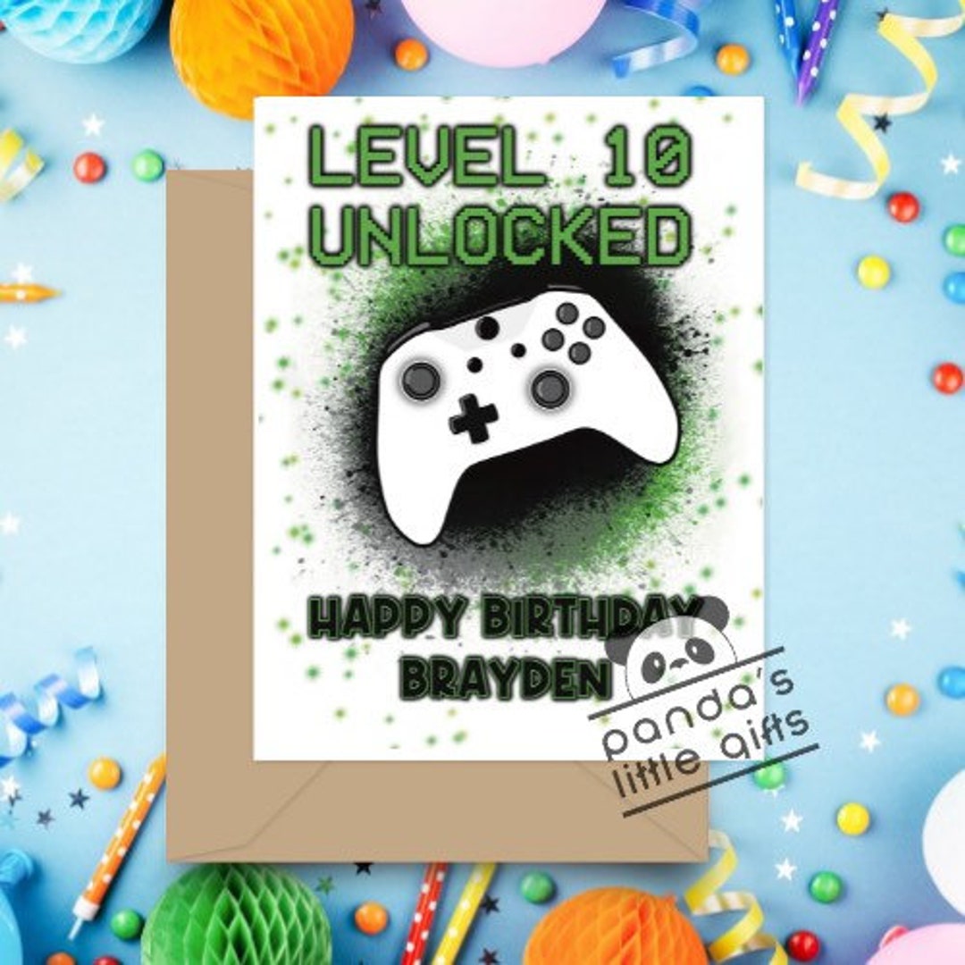 PERSONALIZED Level Unlocked Happy Birthday PHYSICAL Card Gamer Birthday ...