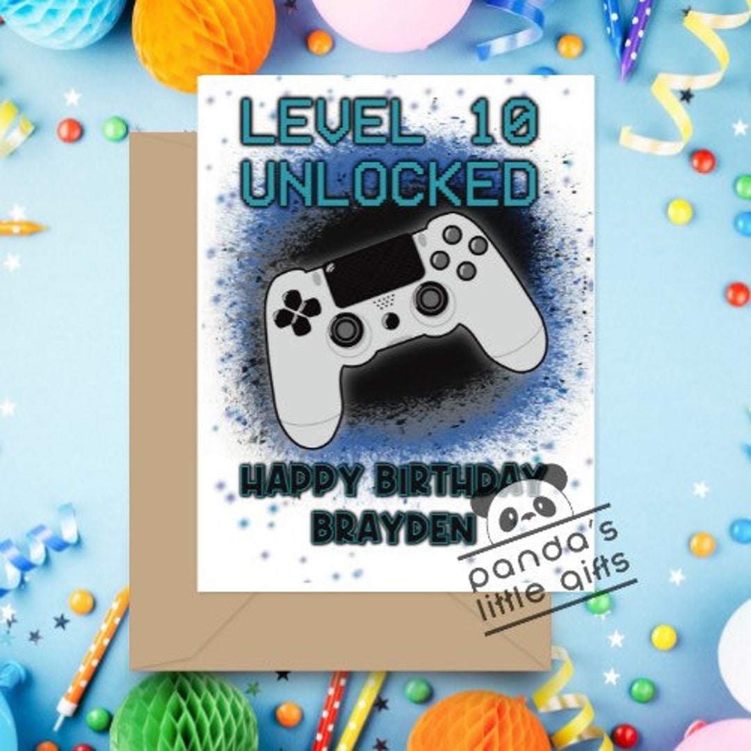 PERSONALIZED Level Unlocked Happy Birthday PHYSICAL Card Gamer Birthday ...