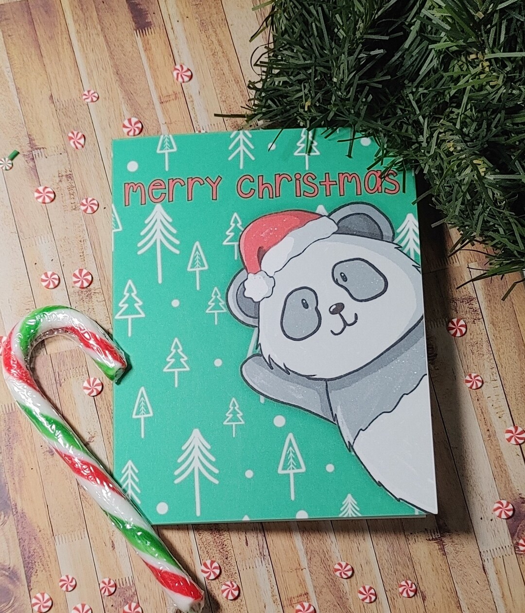Merry Christmas Panda Christmas Card Funny Cute Animal Christmas Card ...