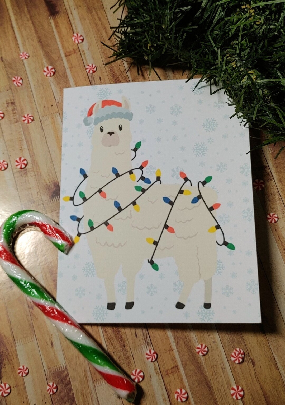 Llama Alpaca Christmas Card Funny Cute Animal Christmas Card Fa La La ...