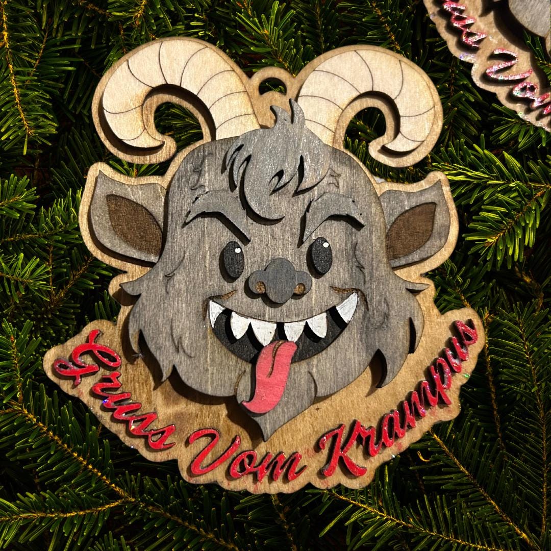 Wooden Ornament - Handmade Krampus Ornament - "gruss Vom Krampus ...