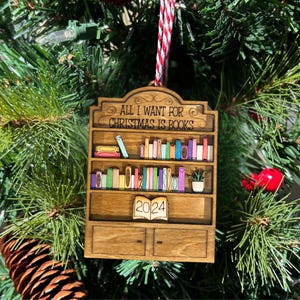 Handmade Wooden Book Shelf Ornament Book Lover Ornament Book Reader Gift Reader Ornament - Etsy