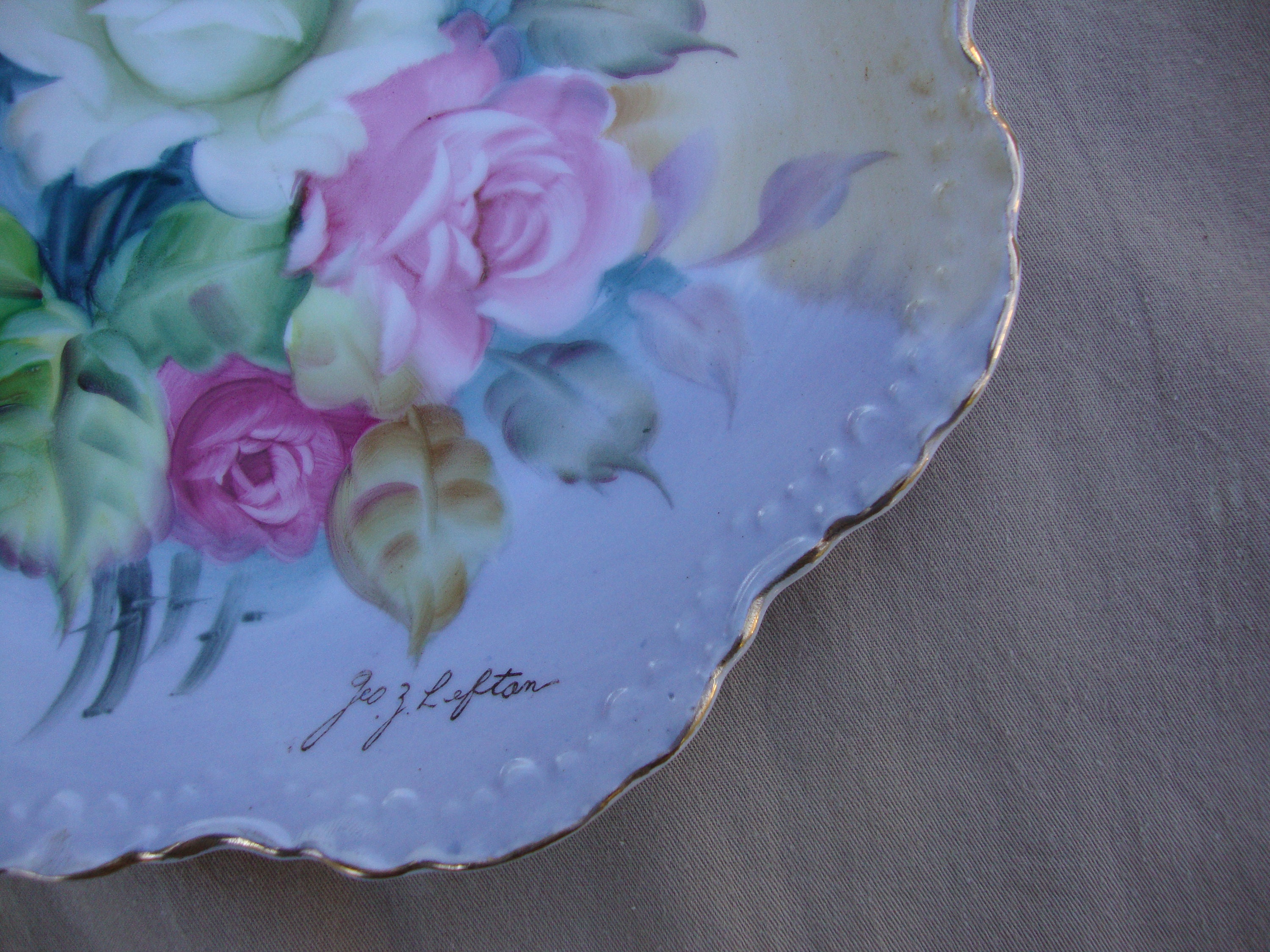 Lefton China Hand Painted Plate Signed Geo Z Lefton Light Pink - Etsy