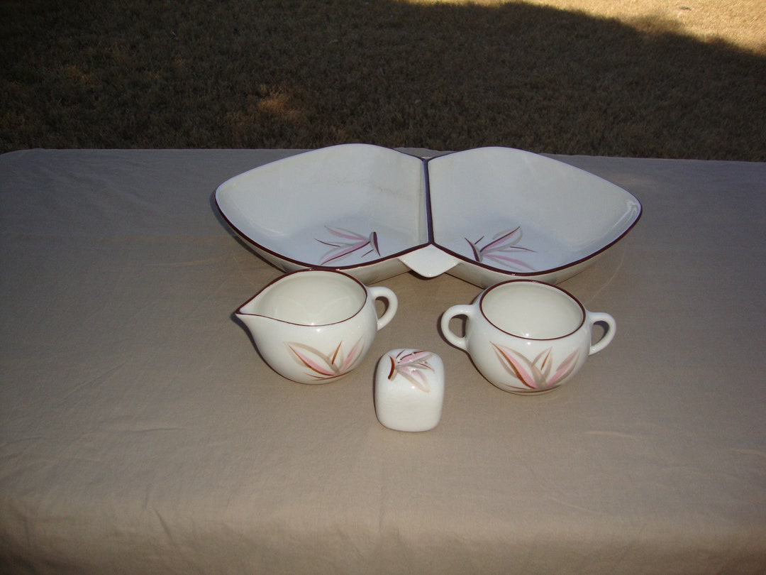 Winfield Ware Santa Monica Calif 4 Pcs Dragon Flower Div Dish Sugar ...