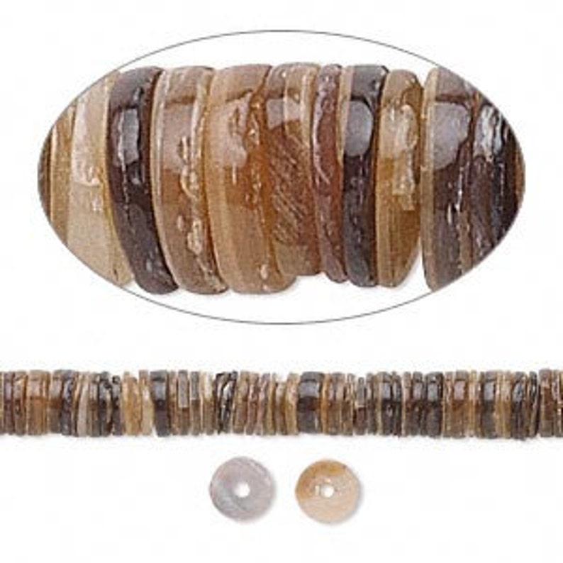 Sea Shell Beads Tagnipis Shell Brown beads Heishi 4mm to | Etsy