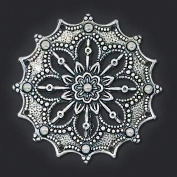 Focal Antiqued Silver Disk Filigree Flower Steampunk 34mm - Etsy