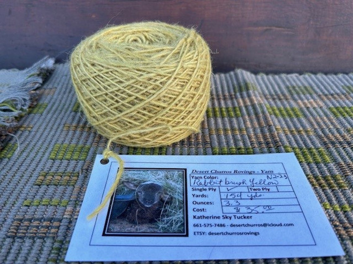 Navajo Churro Sheep - Single Ply Handspun Yarn - Rabbitbrush Dyed - N2 ...