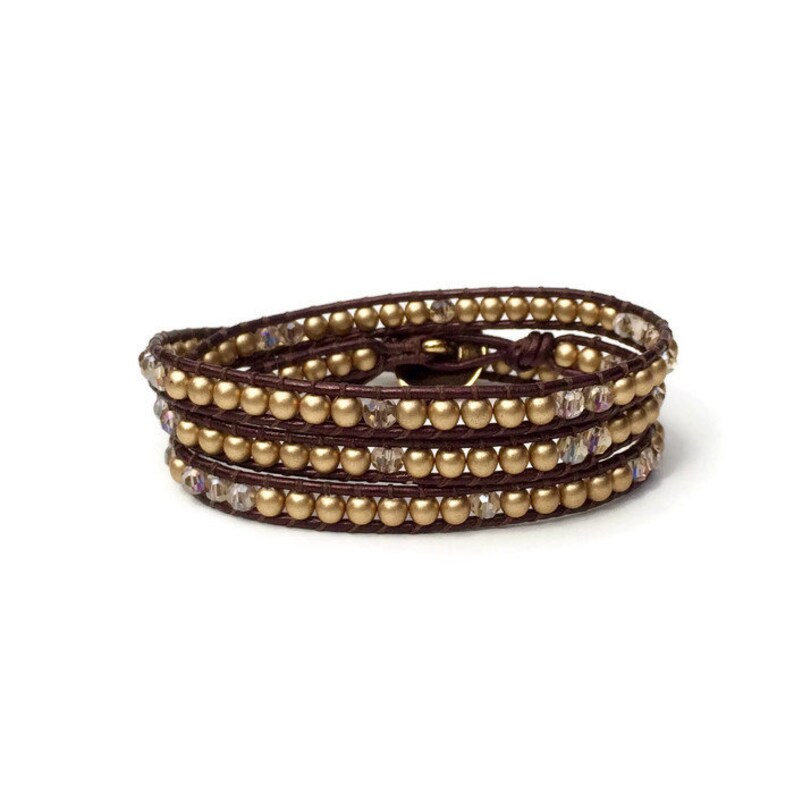 Gold and Maroon Triple Wrap Beaded Bracelet for Women Beaded | Etsy