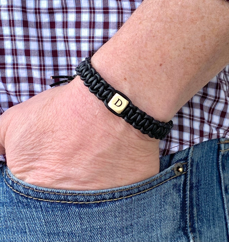 Mens Personalized Leather Initial Bracelet - Etsy