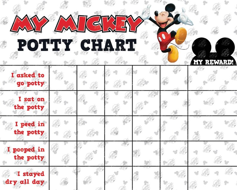 Digital Mickey Mouse Potty Training Chart FREE Punch Cards | Etsy