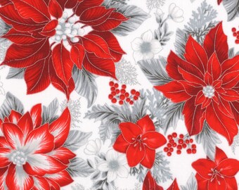 Poinsettia fabric | Etsy