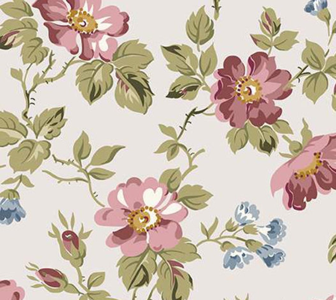 Midnight Garden Fabric Floral Putty Quilt Cotton Sewing Material ...