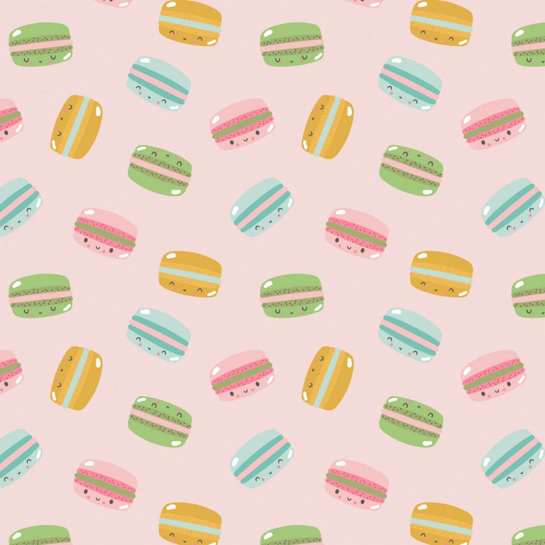 Meet Me Under the Eiffel Tower Fabric Pink Macaroon Bites Quilt Cotton ...