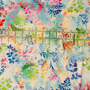 Butterfly Bliss Fabric Aqua Wildflowers Quilt Cotton Sewing Material ...