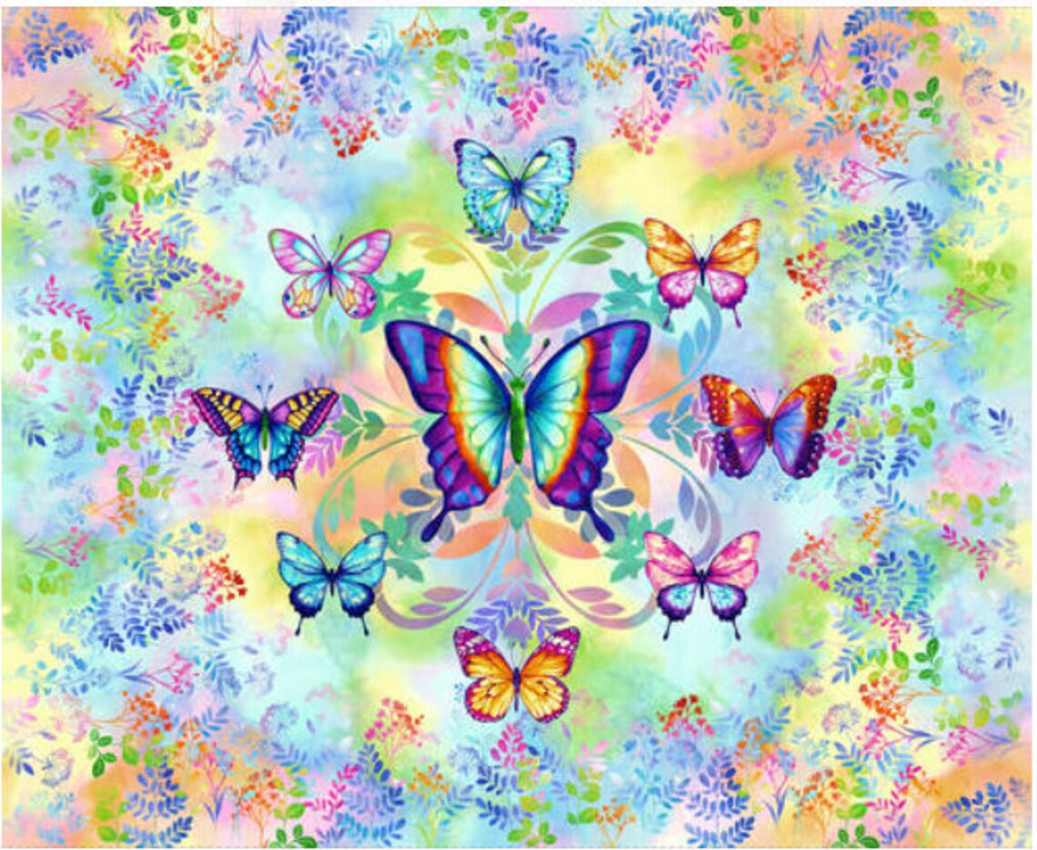 Rainbow Butterfly Fabric Panel Butterfly Bliss Elizabeth Isles - Etsy
