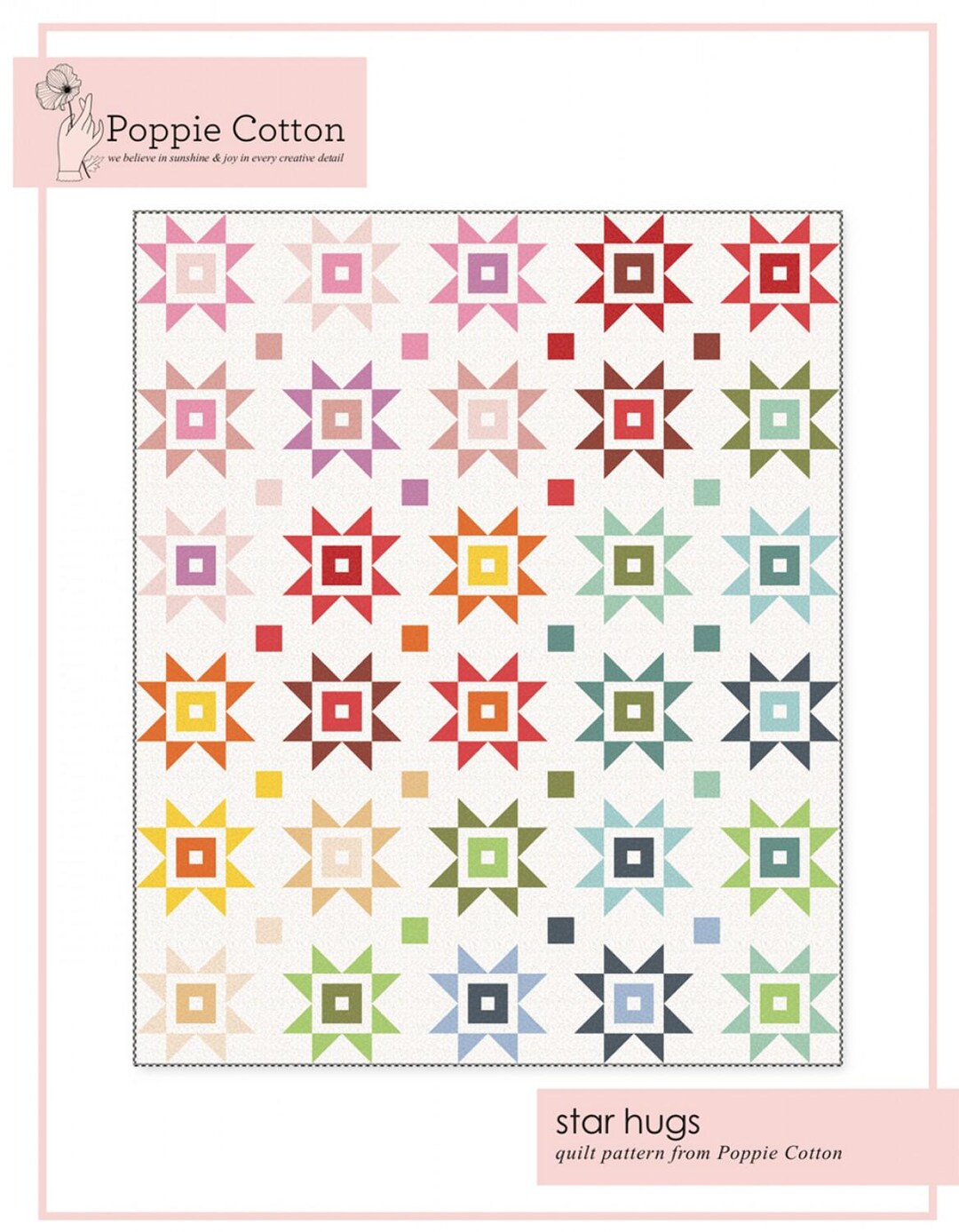 Star Hugs Quilt Pattern by Poppie Cotton, Fat Quarter Friendly Beginner ...