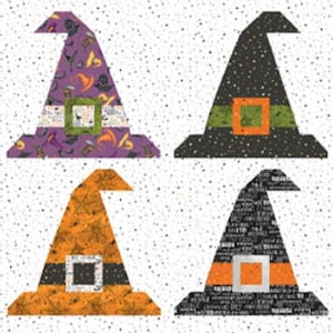 Bewitched Quilt Pattern, Witch Hat Sewing and Quilting Instruction ...