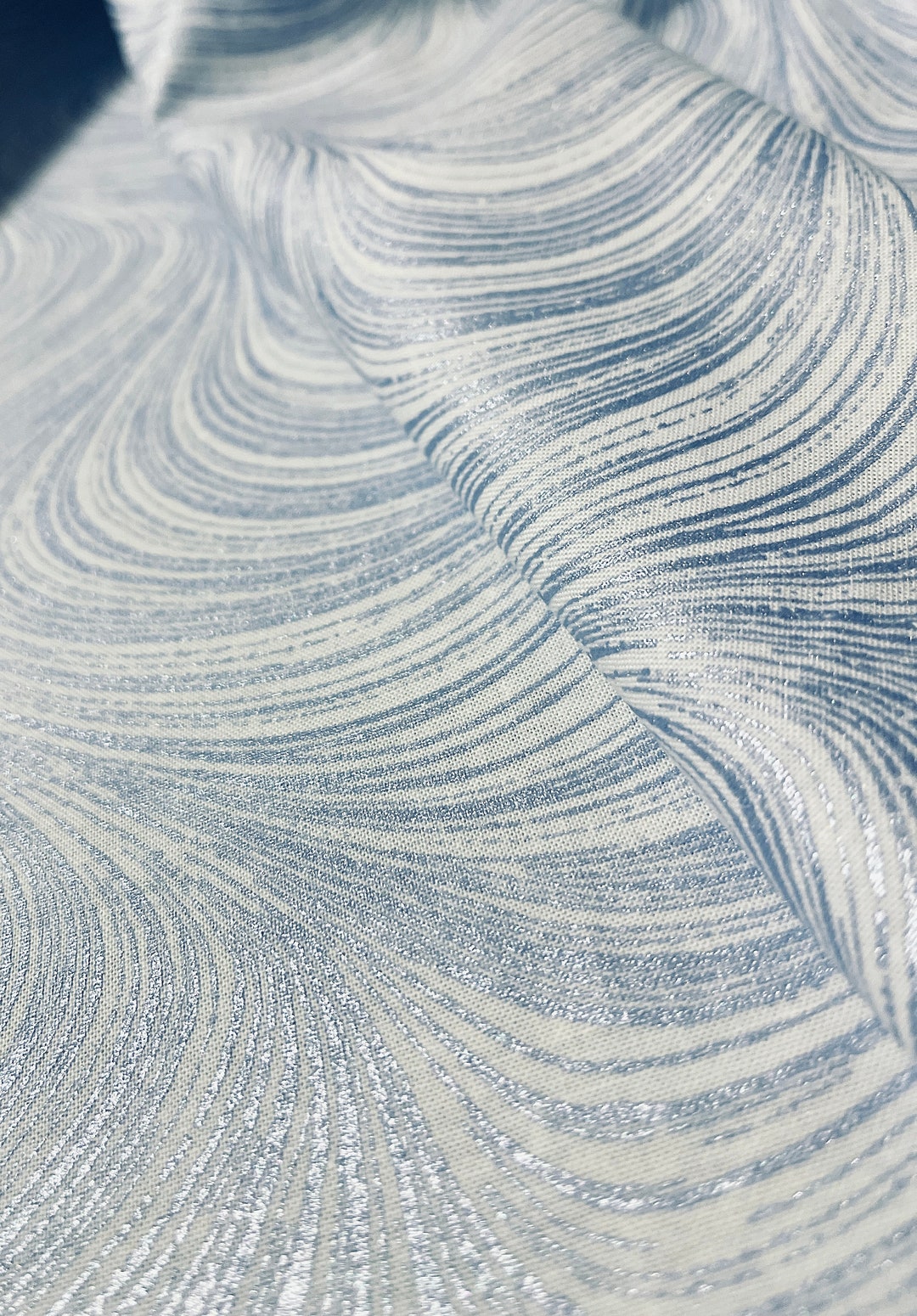 Pearlescent Wave Fabric Light Blue Metallic Quilt Cotton Sewing ...