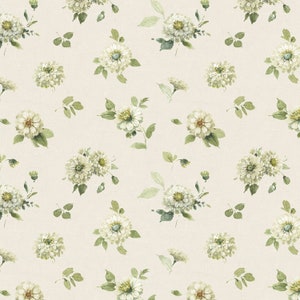 Green Fields Fabric Cream Medium Floral Quilt Cotton Sewing Material ...