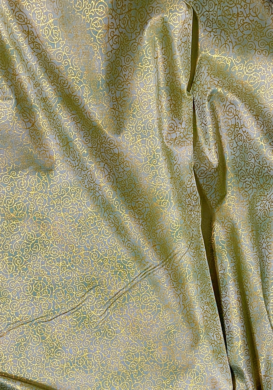 Holiday Elegance Fabric Sage Scroll Gold Metallic Quilt Cotton Sewing ...