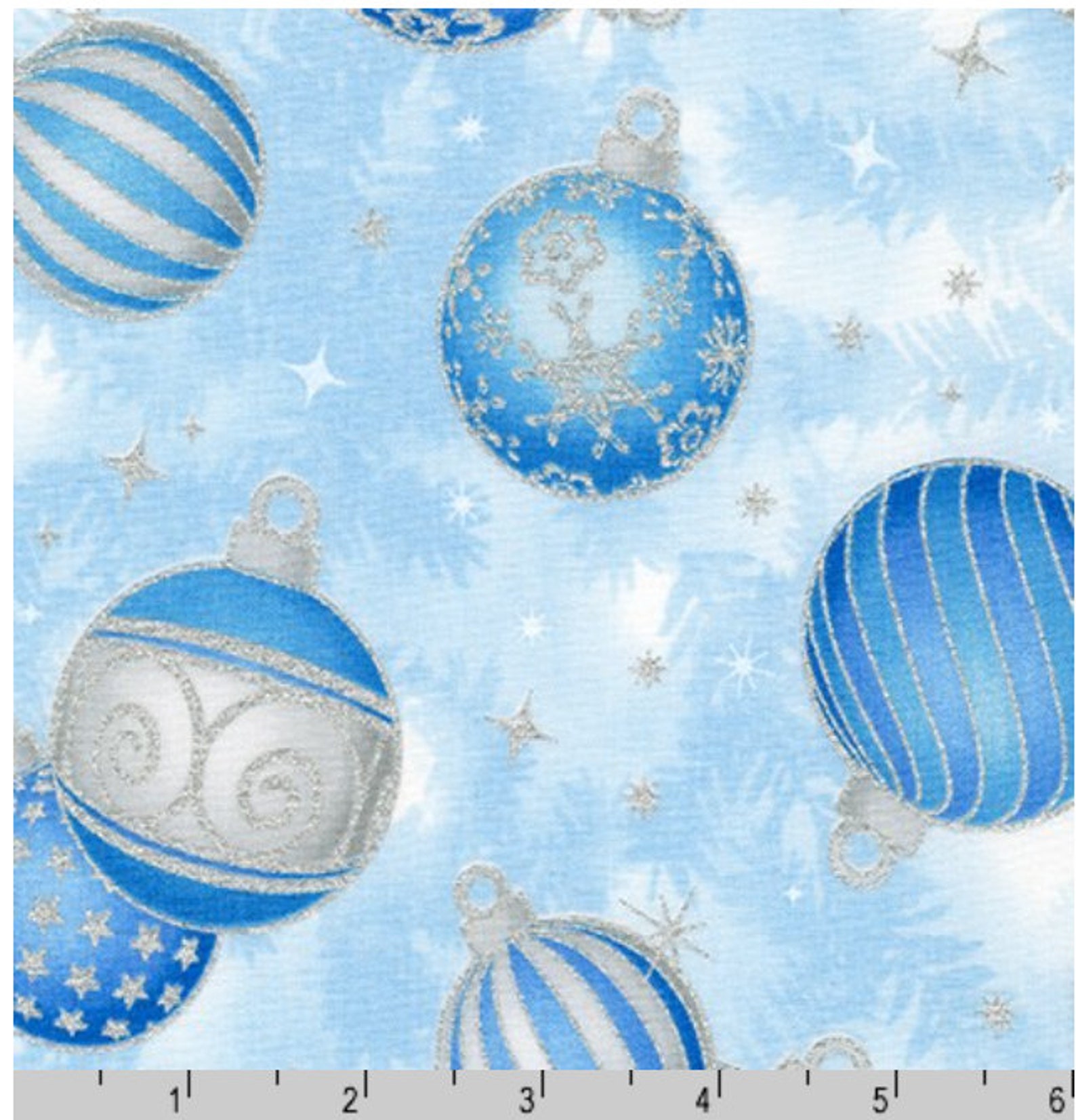 Holiday Flourish 14 Fabric Blue Christmas Ornaments Metallic | Etsy