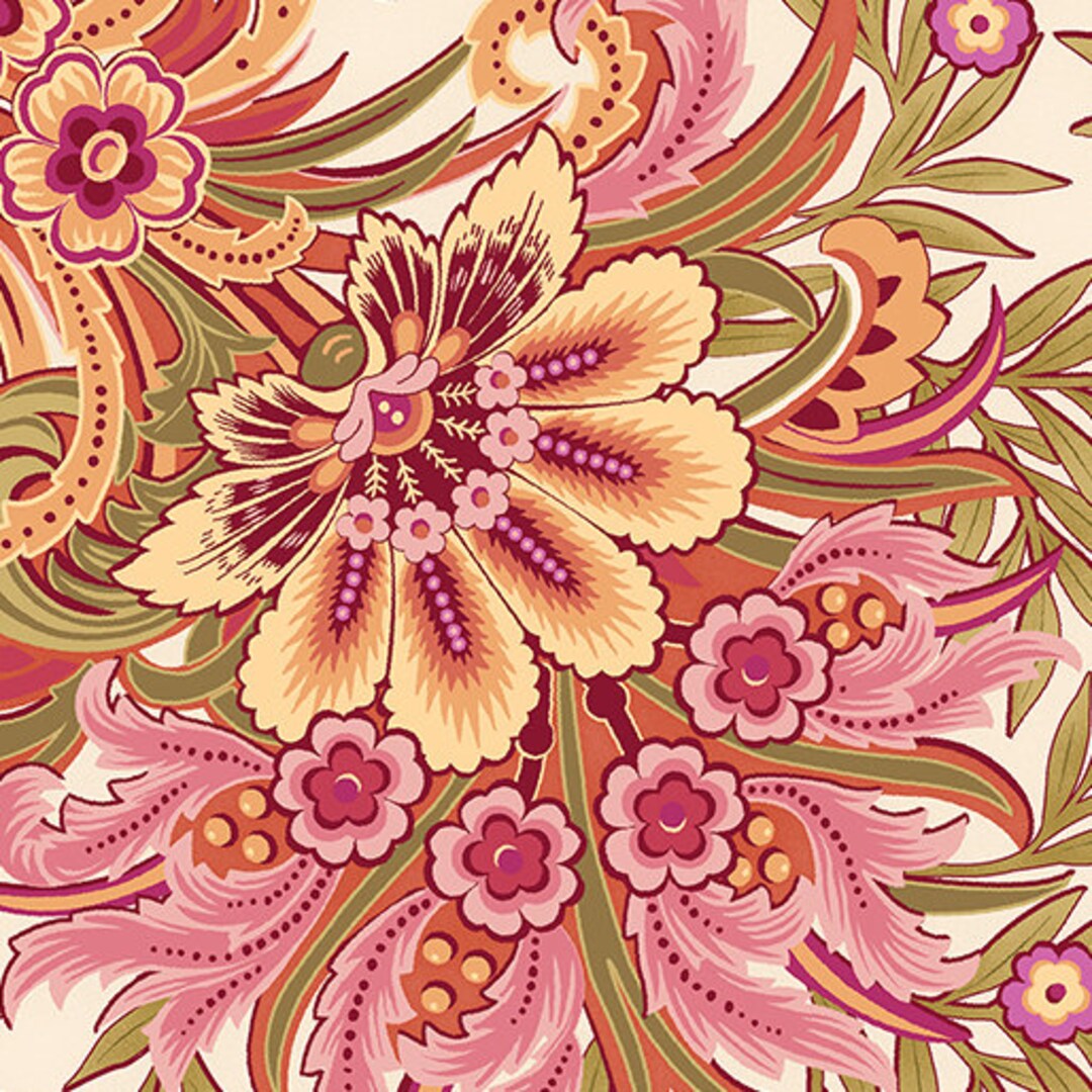 Flower Festival Fabric Ivory Blush Plumes by Benartex Priced - Etsy