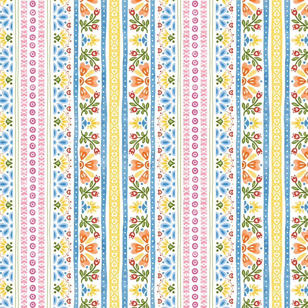 Fiesta Fabric Party Stripe Quilt Cotton White Sewing Material, Listed ...