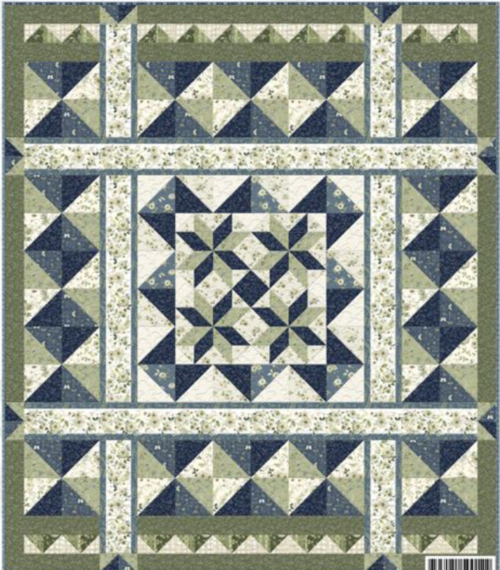 Green Fields Fabric Blue Medium Floral Quilt Cotton Sewing Material ...