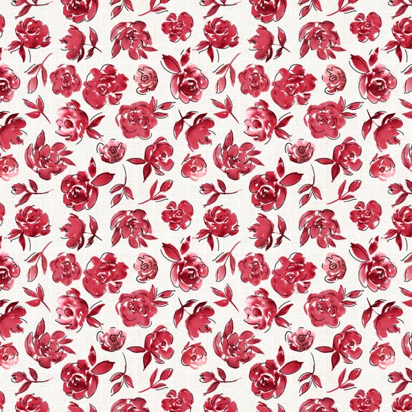 Red Rose Fabric - Etsy