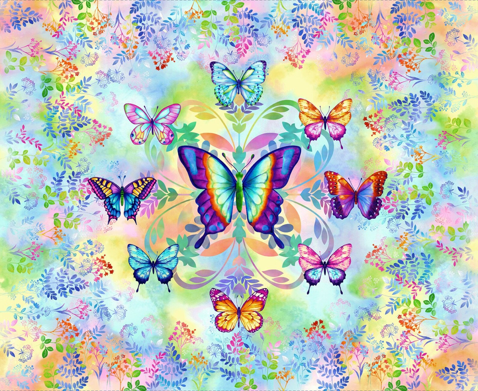 Rainbow Butterfly Fabric Panel Butterfly Bliss Elizabeth Isles - Etsy