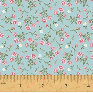 Wish You Were Here Fabric Blue Baby's Breath Quilt Cotton Sewing Material, Listed by the Yard ...