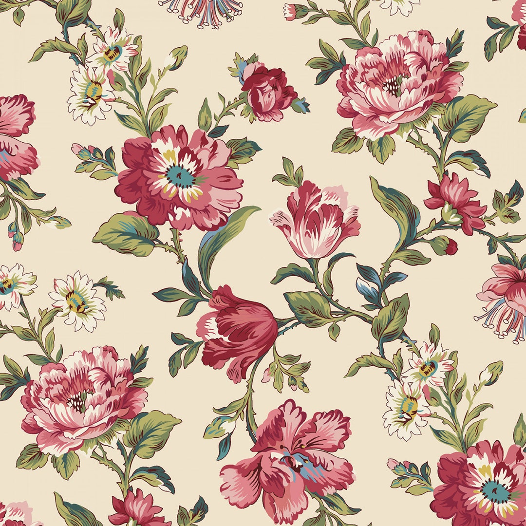 Midnight Meadows Fabric Cream Bold Bloom Quilt Cotton Floral Sewing ...