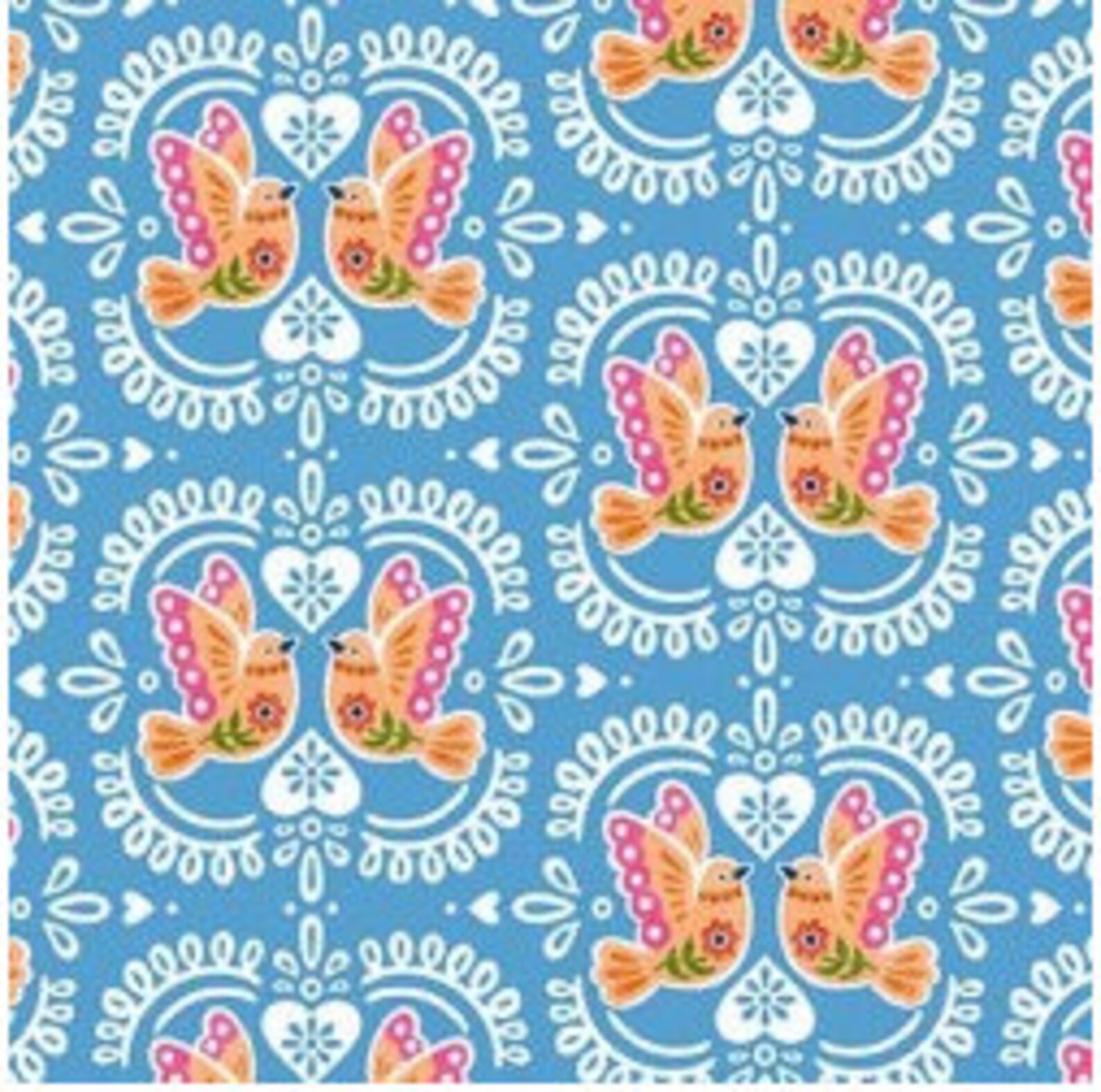 Fiesta Fabric Blue Bird Tiles Quilt Cotton Sewing Material, Listed by ...