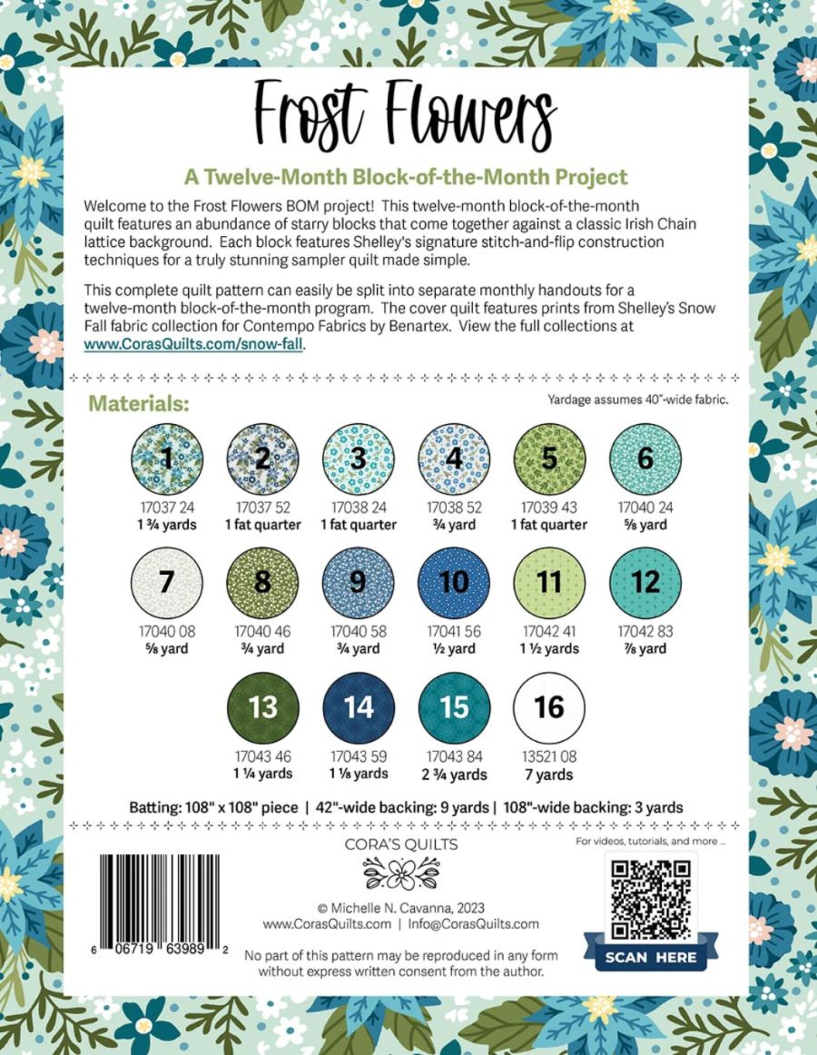 Frost Flower BOM Quilt Pattern by Shelley Cavanna for Cora's Quilts ...