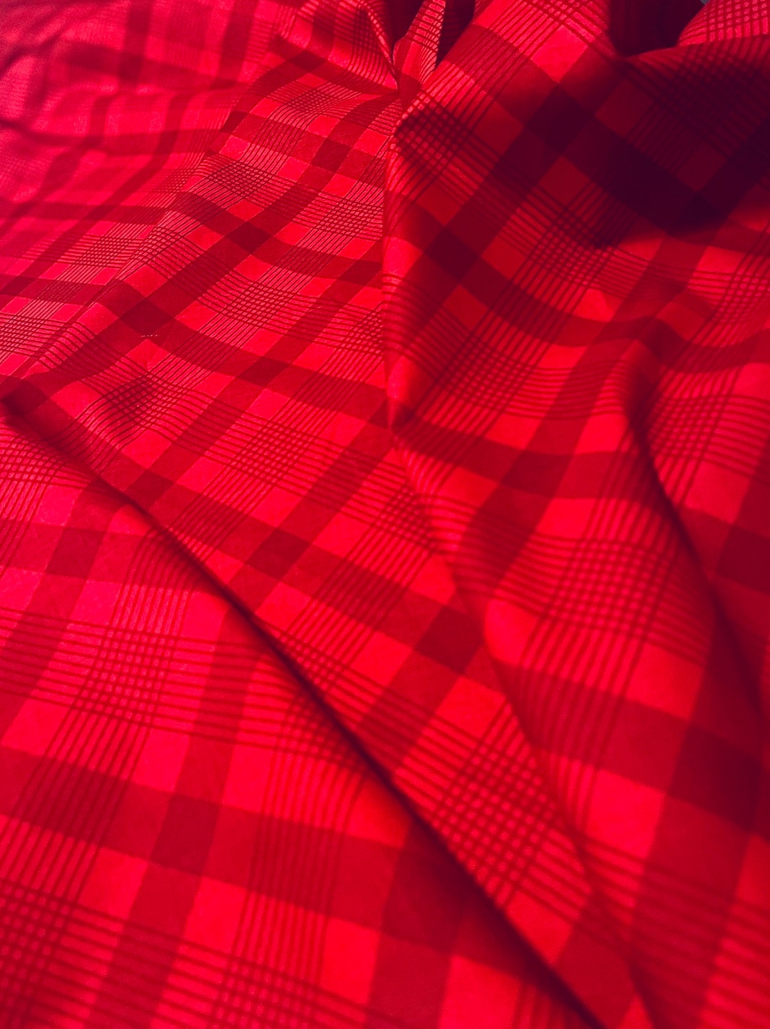 Falling in Love Fabric Red Plaid Quilt Cotton Sewing Material, Listed ...