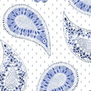 Indigo Splash Fabric White Paisley Dots Quilt Cotton Sewing Material ...