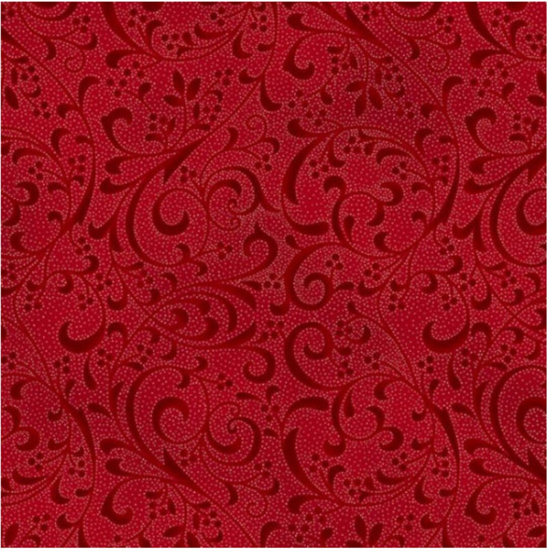 Holiday Elegance Fabric Crimson Scroll Silver Metallic Quilt Cotton ...