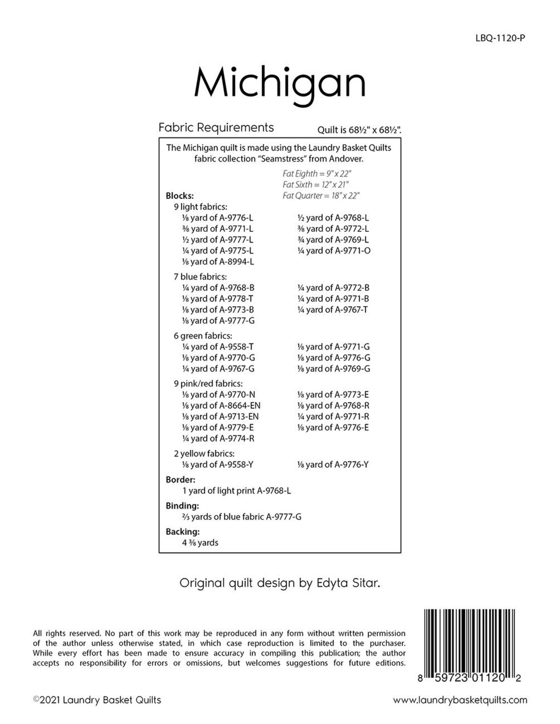 Michigan Quilt Pattern by Edyta Sitar for Laundry Basket - Etsy