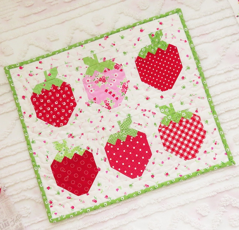 Strawberry Social Mini Quilt Pattern by Margot Languedoc Designs for ...
