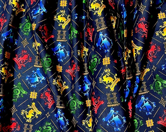Harry Potter Fabric Illustrated Houses Stand Together Camelot ...