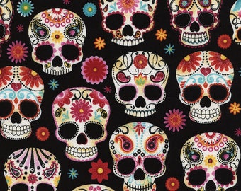 Colorful Calaveras Fabric Sweet and Happy Calaveras by - Etsy