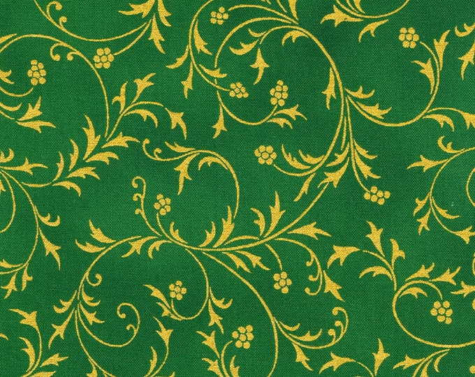 Holiday Elegance Fabric Scarlet Gold Swirl Metallic Red Quilt Cotton ...