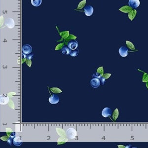 Blueberry Delight Fabric Navy Leaves Quilt Cotton Sewing Material ...